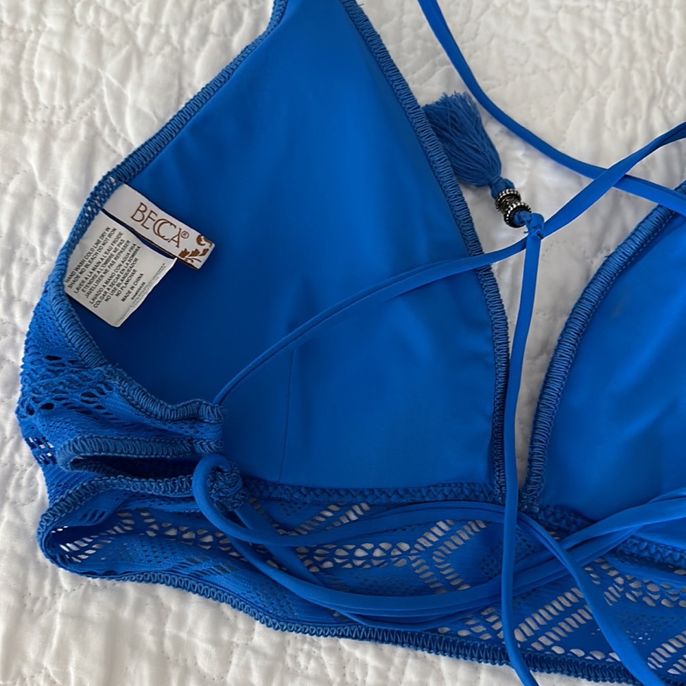 Becca Crochet Blue Swim Wanderlust Bikini New D Top X… - Gem